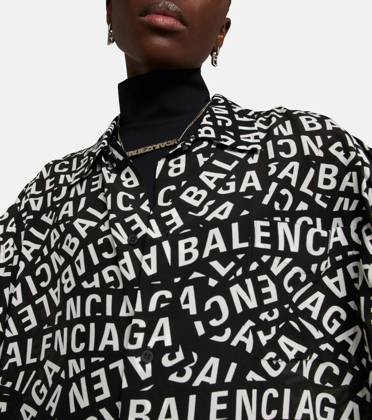 Balenciaga - Logo-print silk crêpe de chine shirt Balenciaga