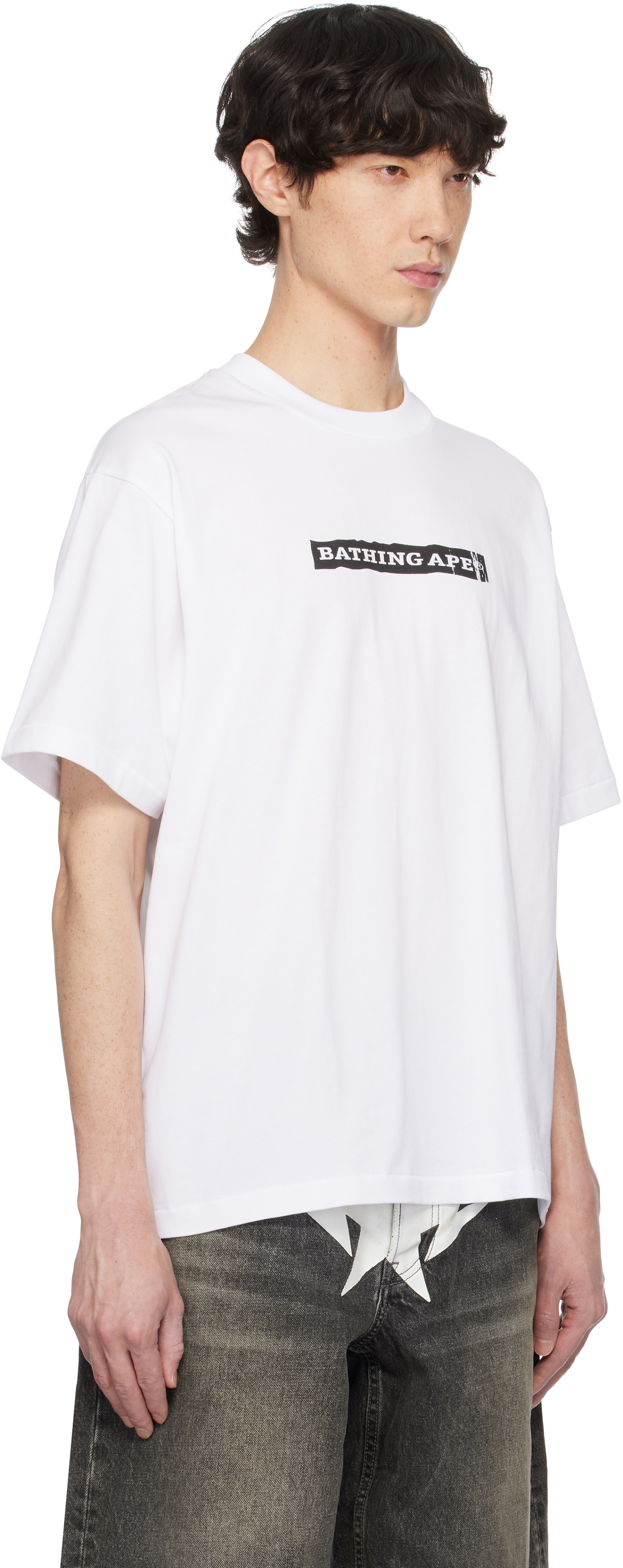 BAPE White Screen Print Stencil Logo Relaxed Fit T-shirt A Bathing Ape