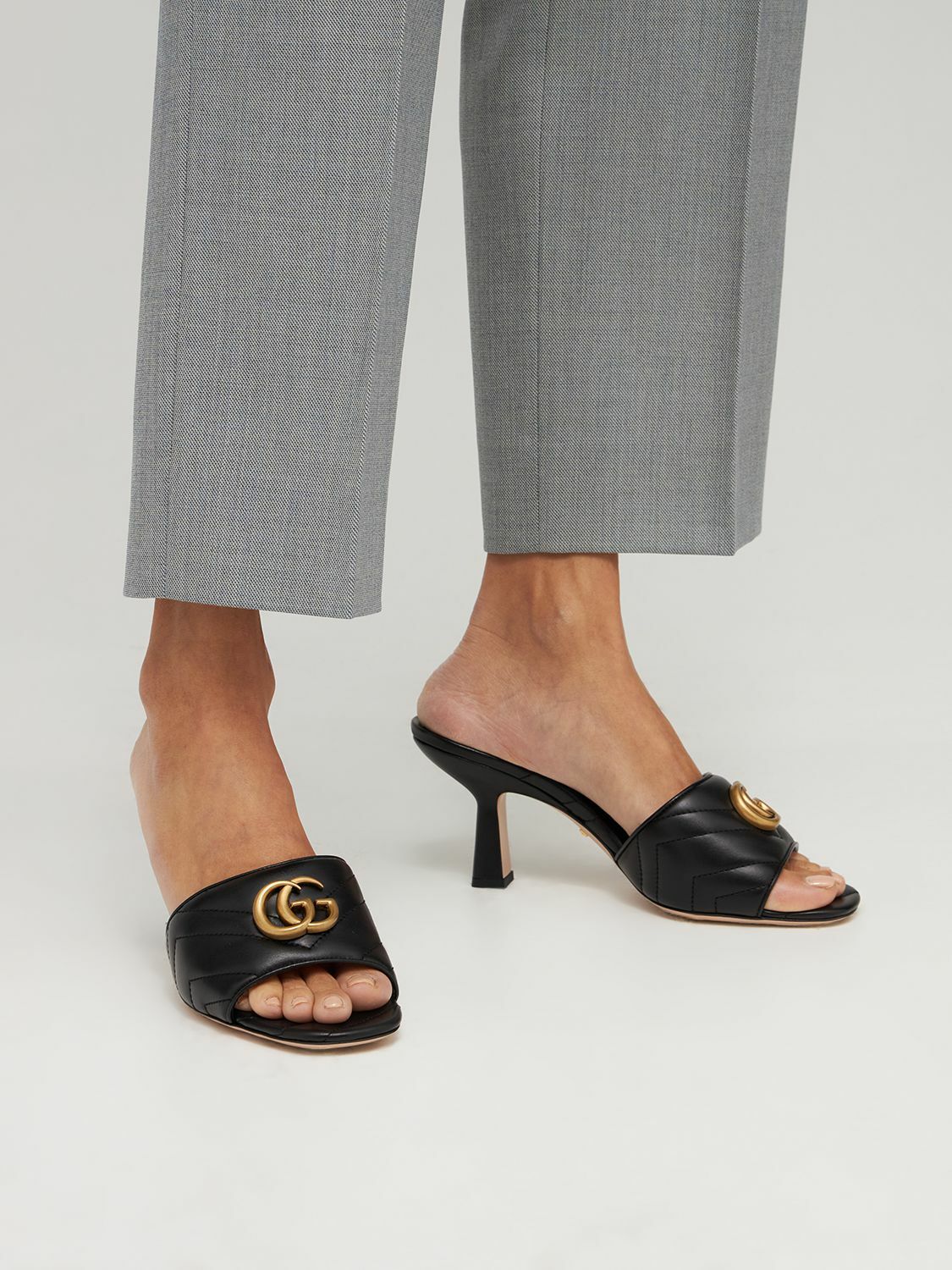 GUCCI - 75mm Marmont Quilted Leather Mules Gucci