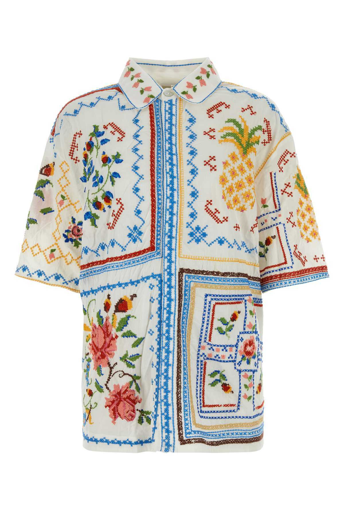 Farm Rio Embroidered Cotton Shirt Farm Rio