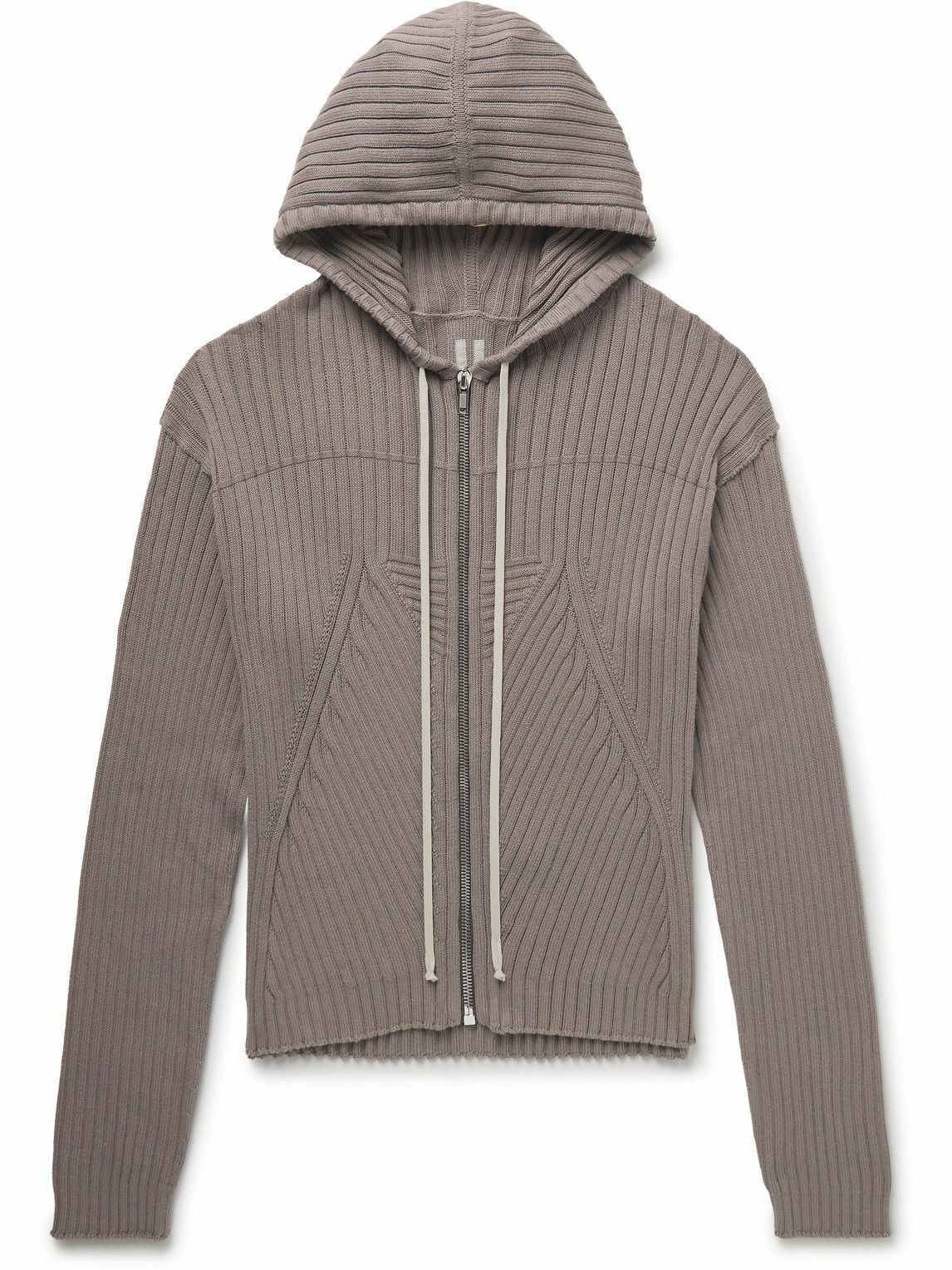 Rick Owens - Ribbed Cotton Zip-Up Hoodie - Brown Rick Owens