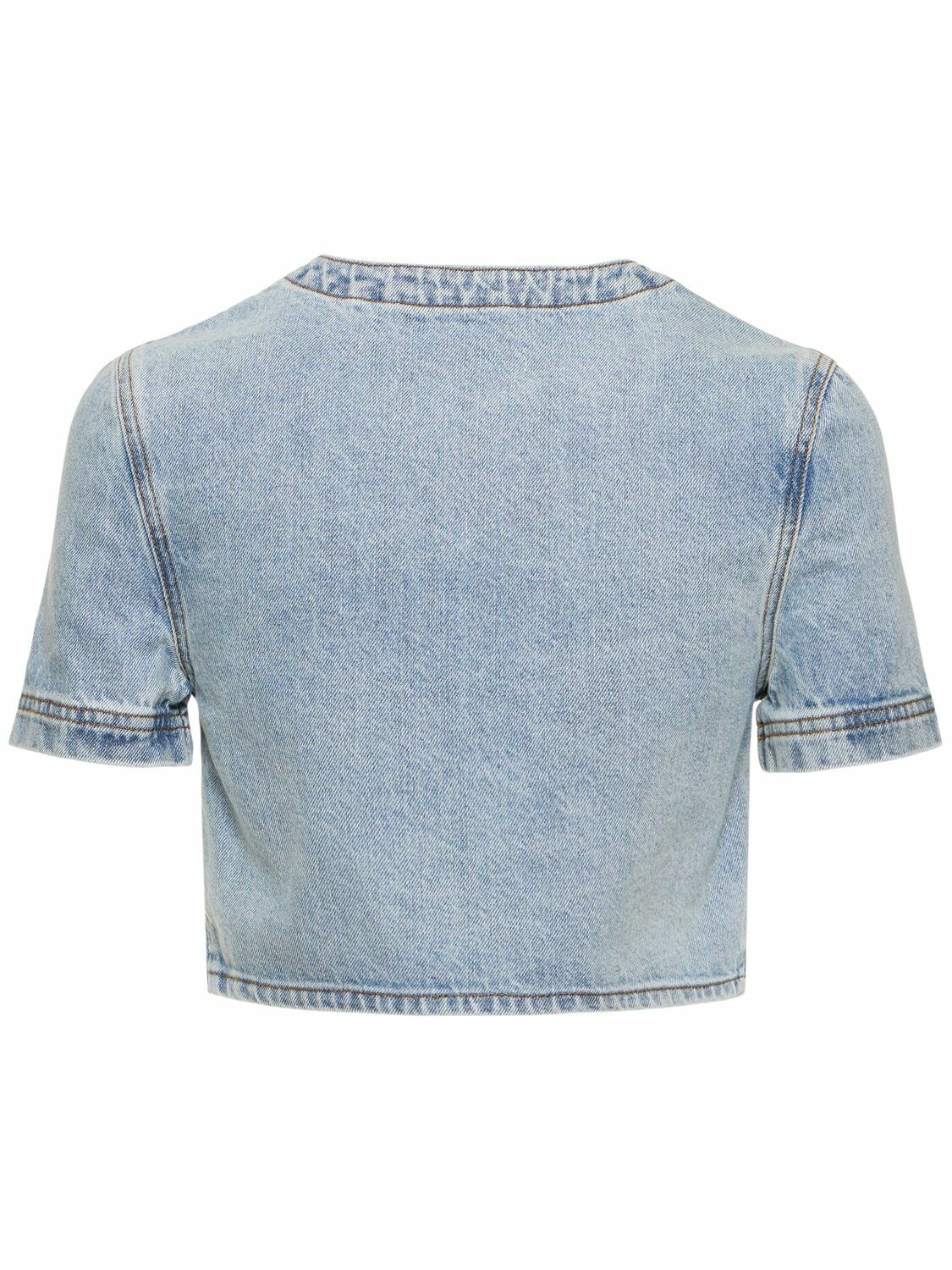 SELF-PORTRAIT Embellished Denim Top Self-Portrait