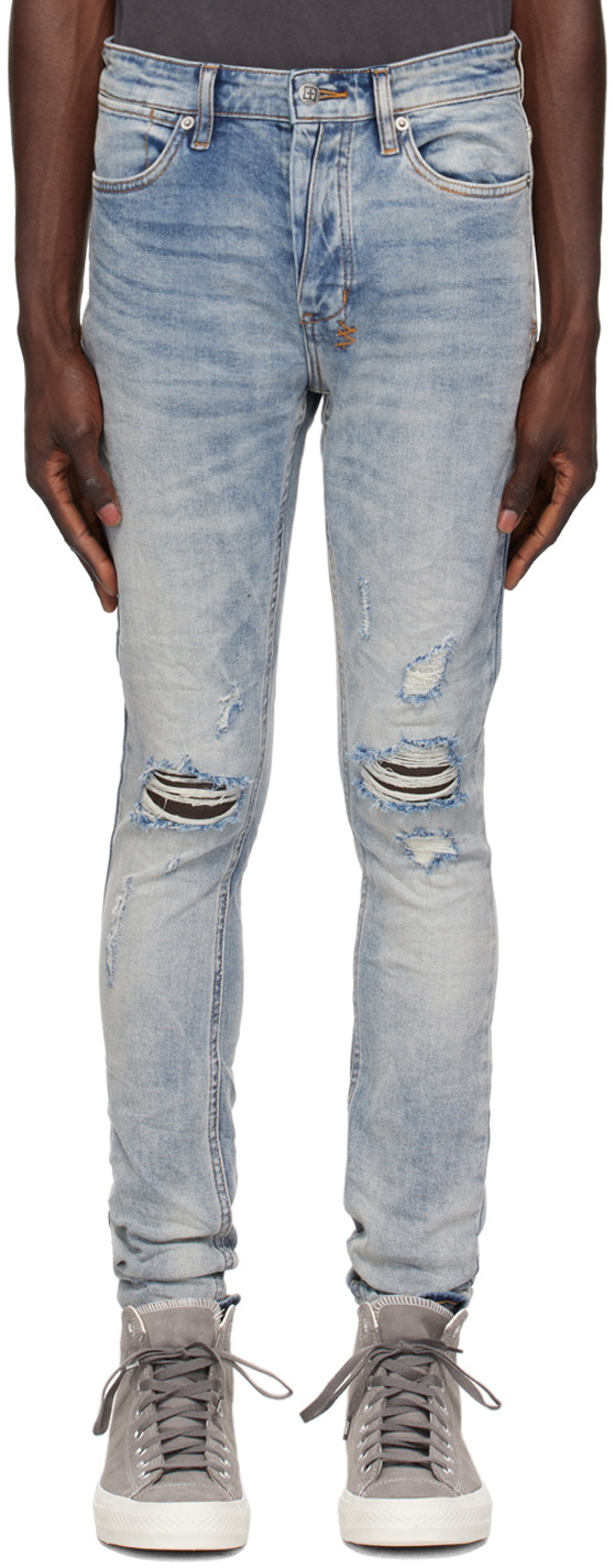 Ksubi Blue Van Winkle Skyhigh Trashed Jeans Ksubi