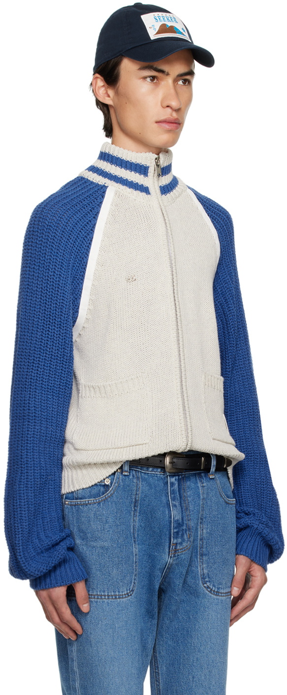 Kijun SSENSE Exclusive Gray & Blue Raglan Cardigan Kijun