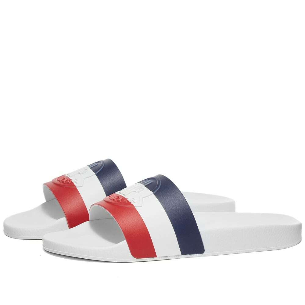 Moncler Men's Basile Pool Slide in White/Red/Blue Moncler