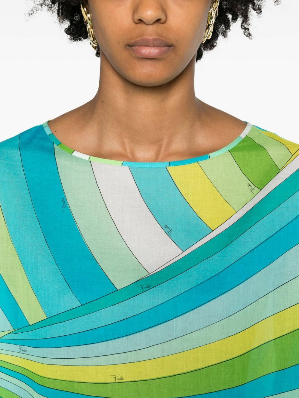 PUCCI Blue Iride-Print Cotton Dress Emilio Pucci