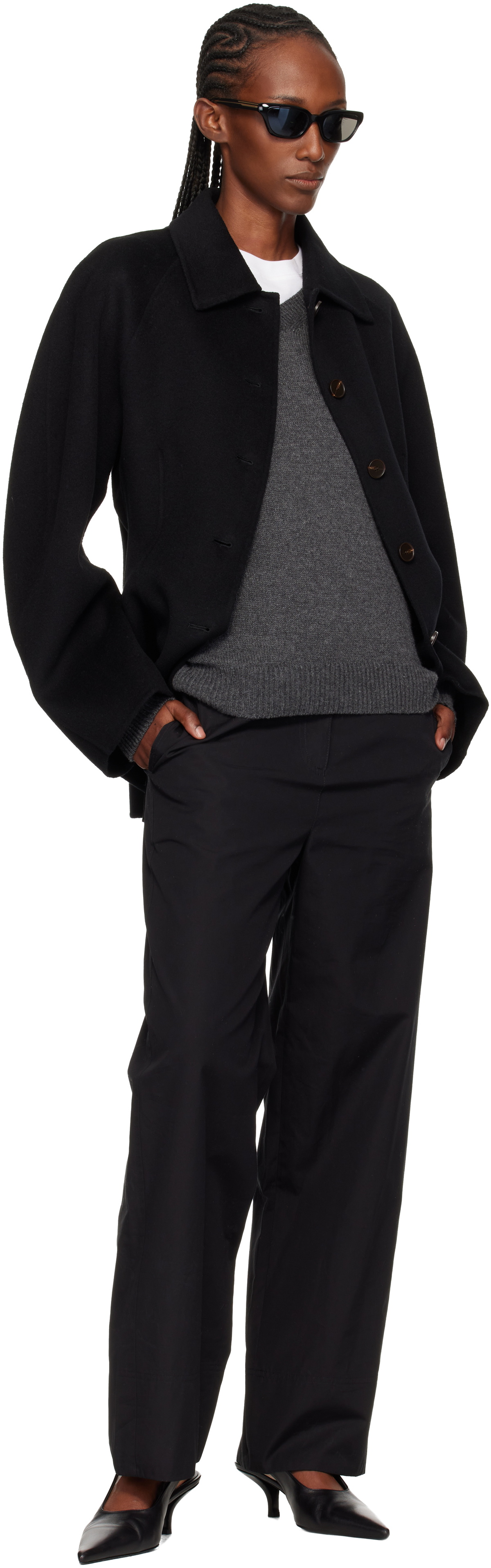 Róhe Black Double-Faced Sculptural Jacket Róhe