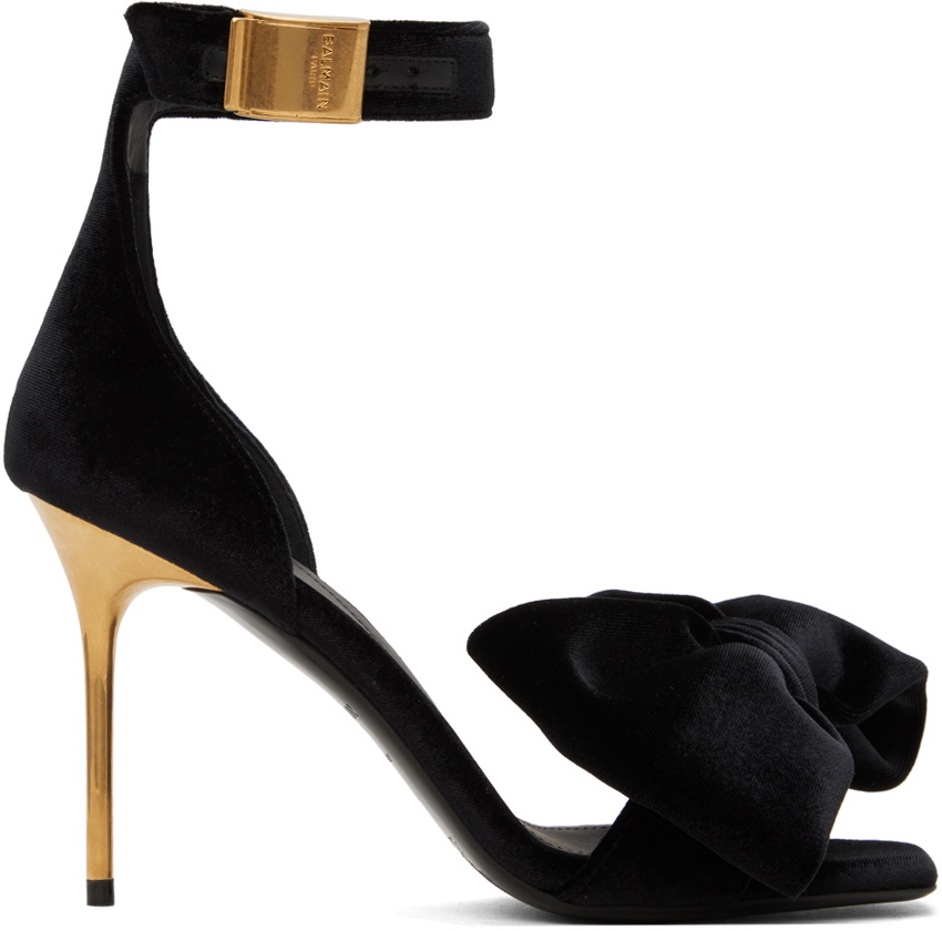Balmain Black Bow Heeled Sandals Balmain