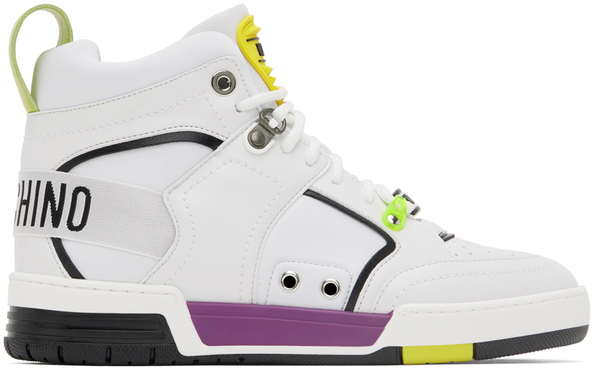 Moschino White Streetball High-Top Sneakers Moschino