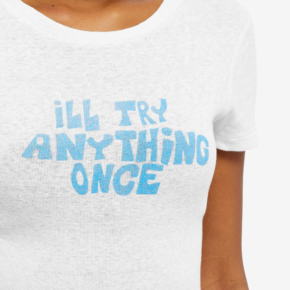 Re/done Women's I'll Try Anything Graphic T-Shirt in Vintage White Re/Done