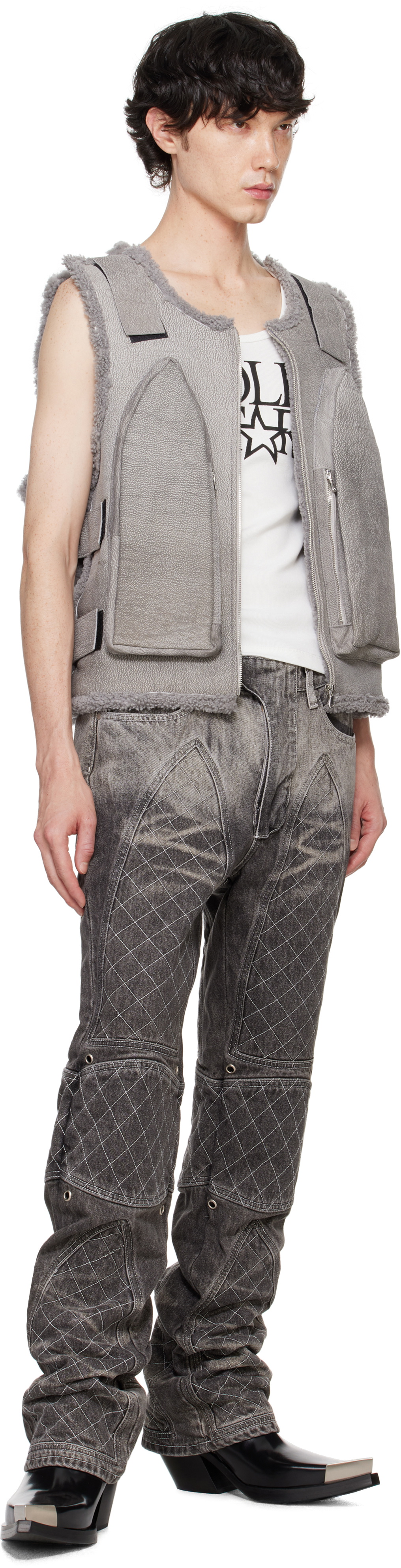 Who Decides War Gray Bullet Point Leather Vest WHO DECIDES WAR by Ev ...