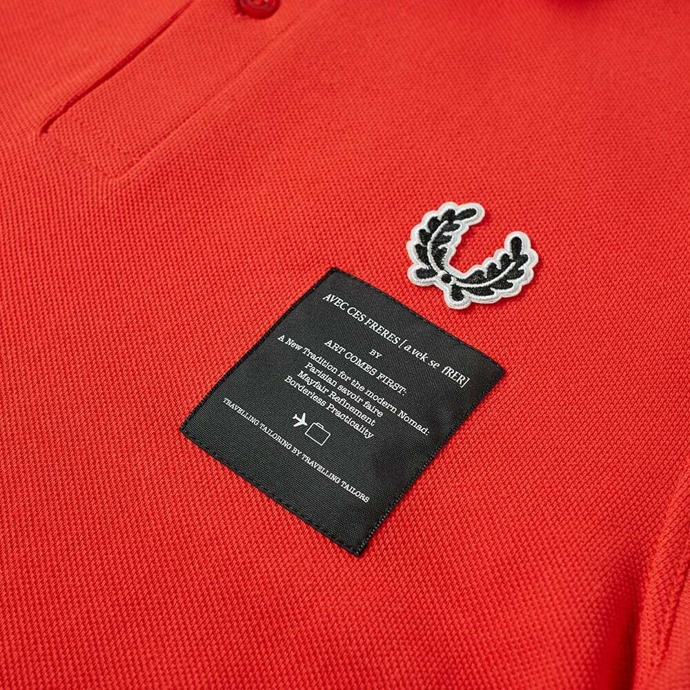 Fred Perry Authentic x Art Comes First Taped Pique Shirt in Fire Red ...
