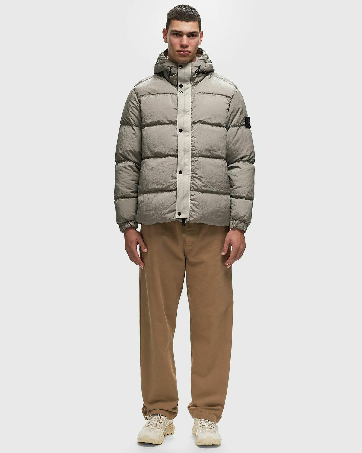 Stone Island Nylon Metal In Econyl Hooded Down Jacket Beige Down ...