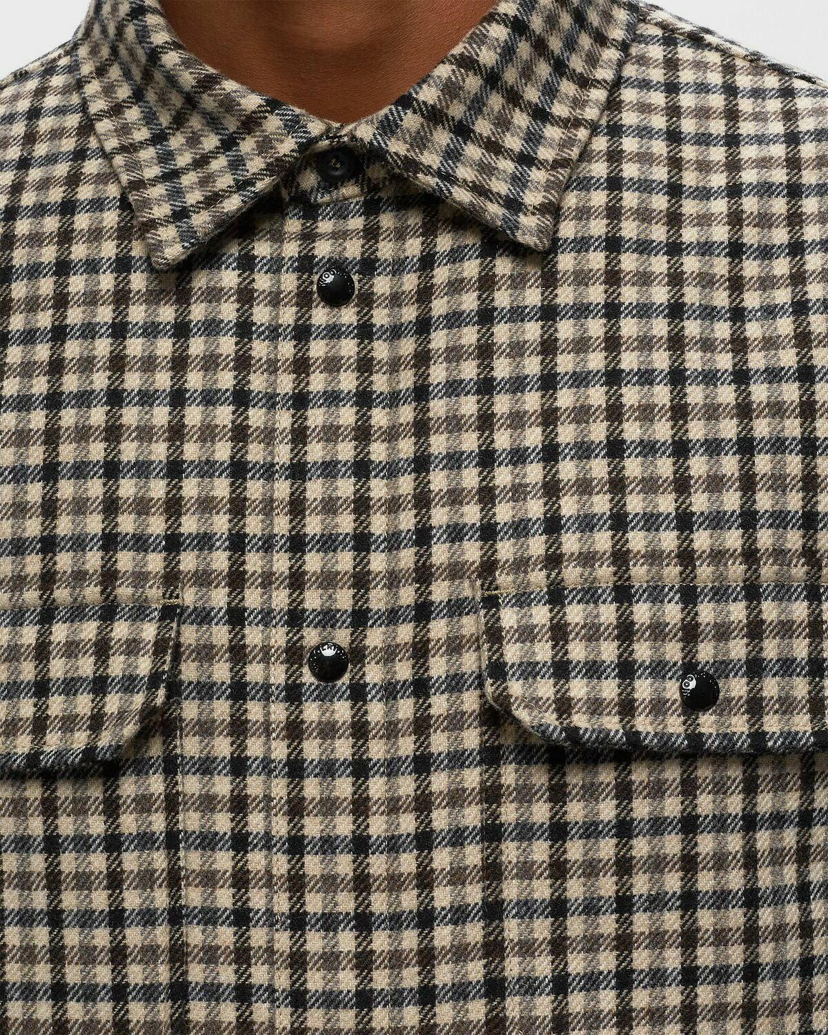 Woolrich Alaskan Wool Check Overshirt Black|Beige Overshirts Woolrich