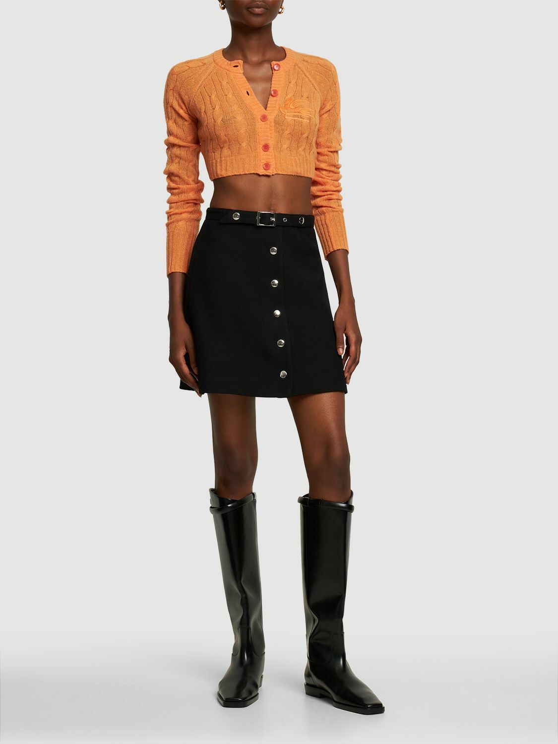 ETRO - Cropped Cable Knit Cashmere Cardigan Etro