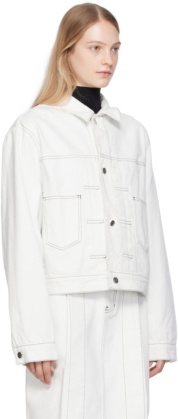 We11done White Tucked Denim Jacket We11done