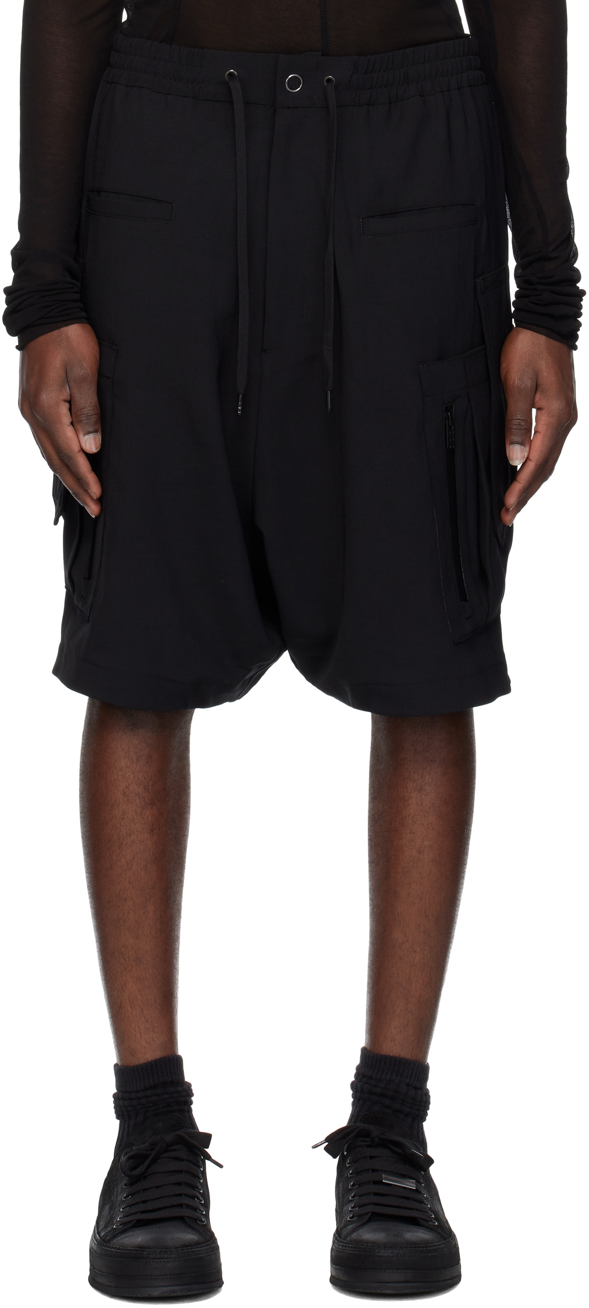 DEVOA Black Half Pants Hybrid Shorts DEVOA