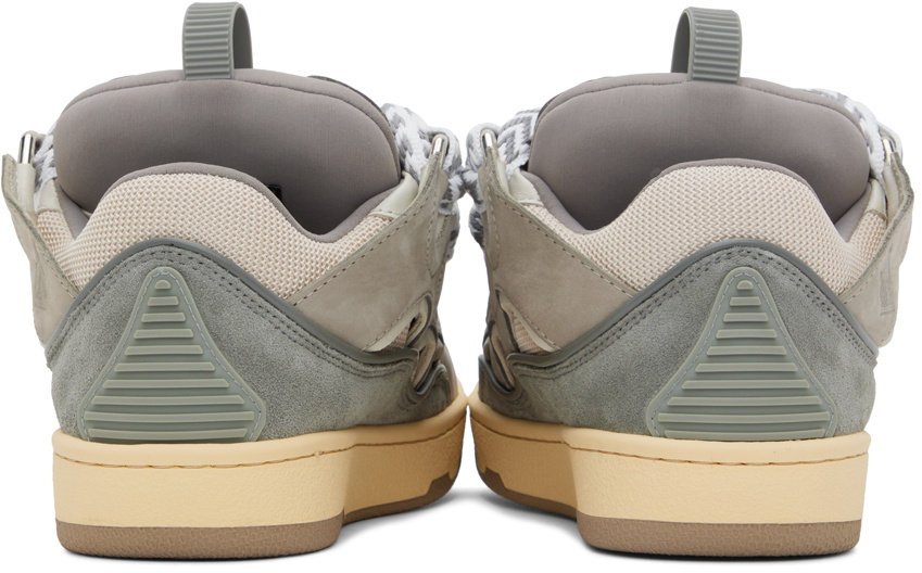 Lanvin Gray Leather Curb Sneakers Lanvin