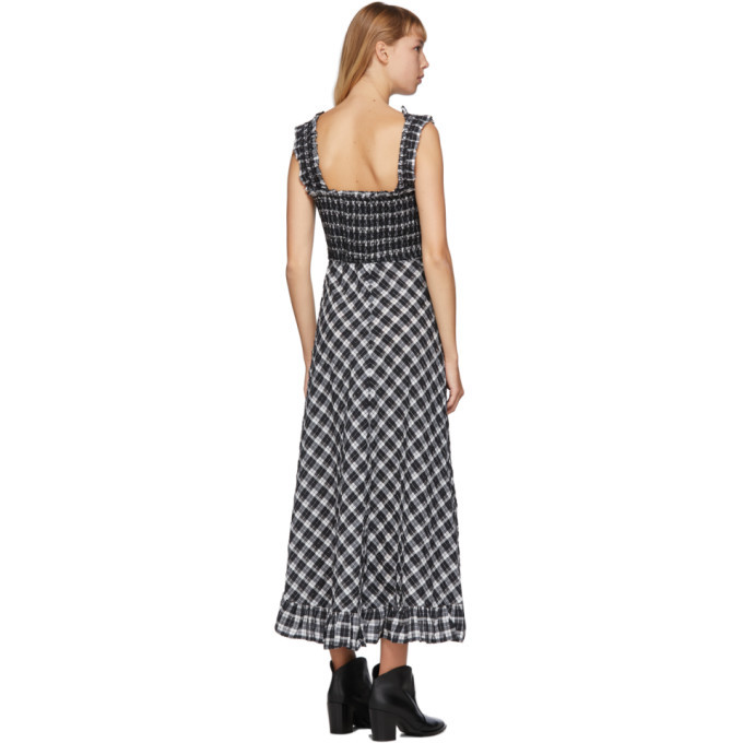 GANNI Black and White Seersucker Check Dress GANNI