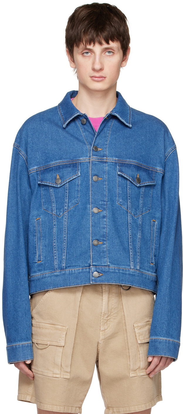 Moschino Blue Teddy Patch Denim Jacket Moschino