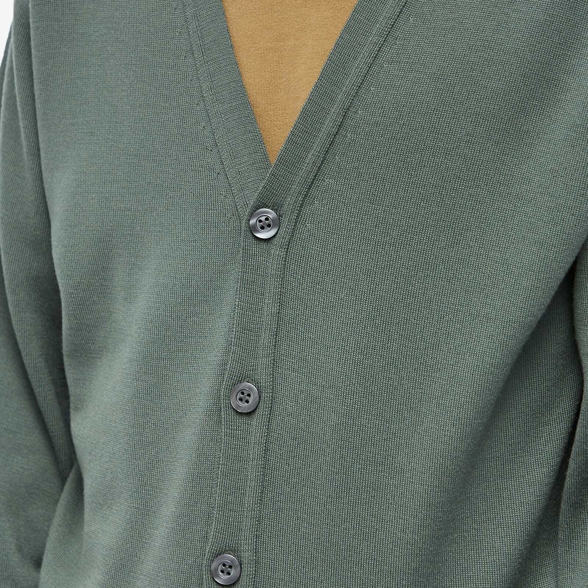 John Smedley Men's Burley Merino Cardigan in Highland Green John Smedley