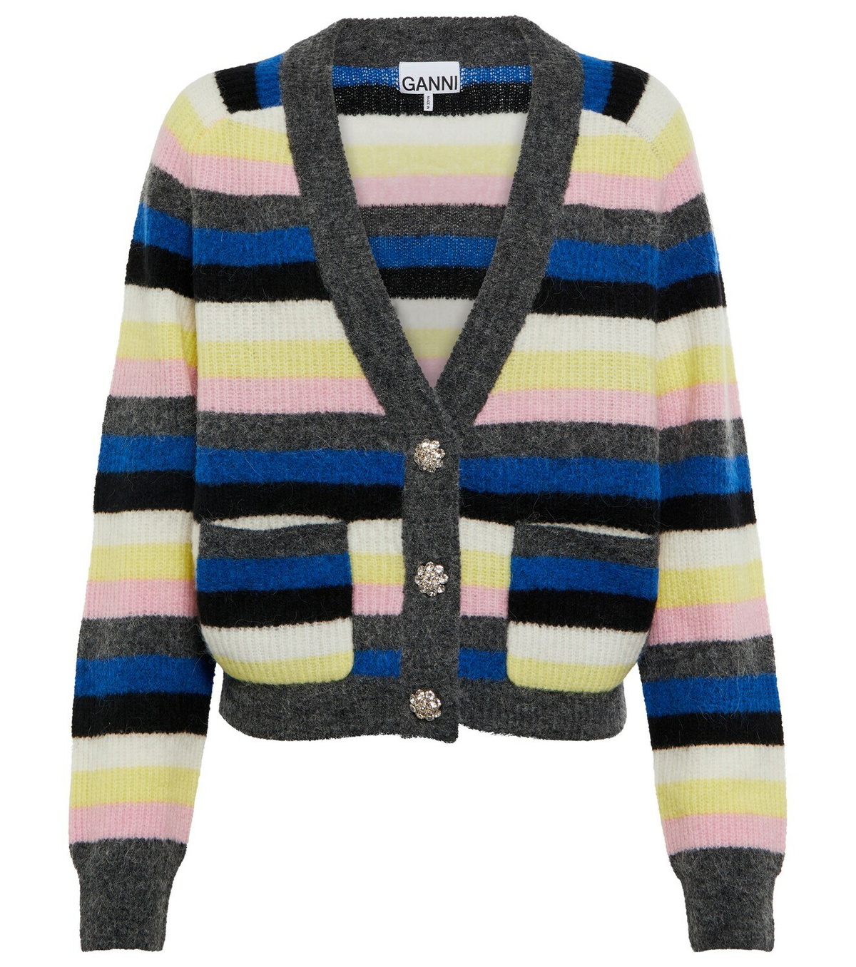 Ganni - Striped alpaca wool-blend cardigan GANNI