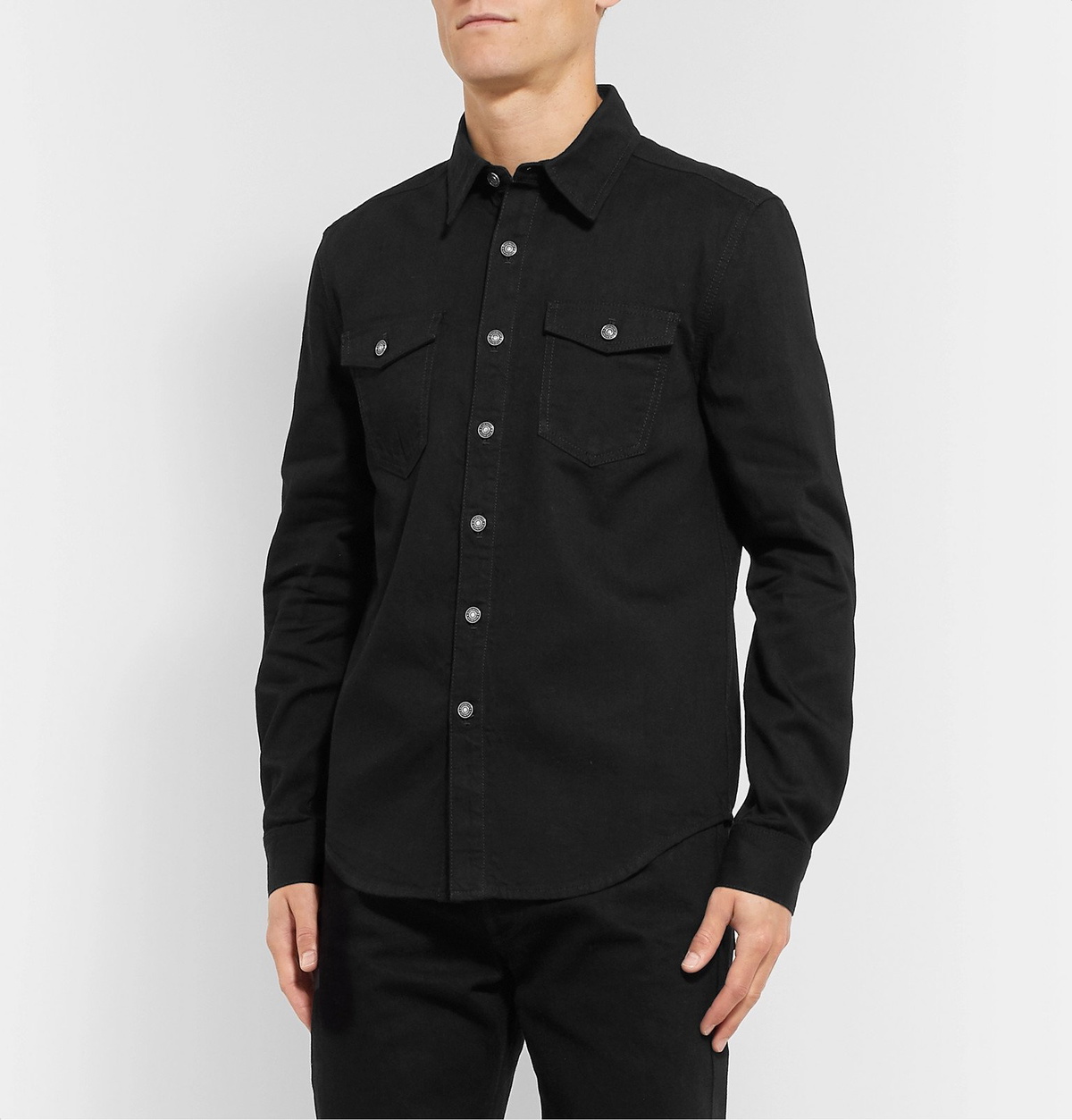 Givenchy - Logo-Embroidered Denim Western Shirt - Black Givenchy