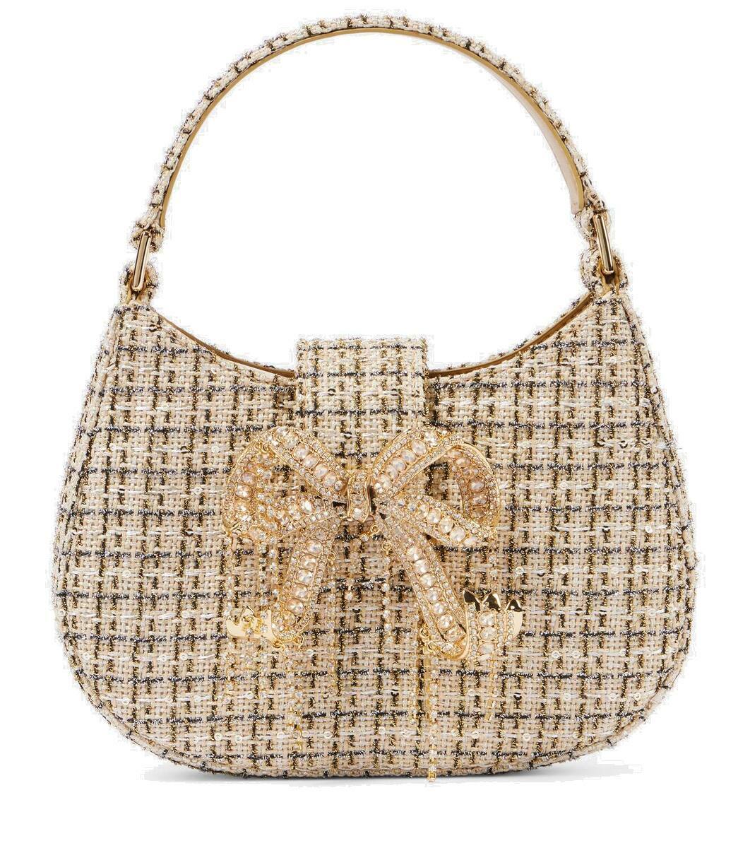 Self-Portrait Embellished metallic bouclé tote bag Self-Portrait