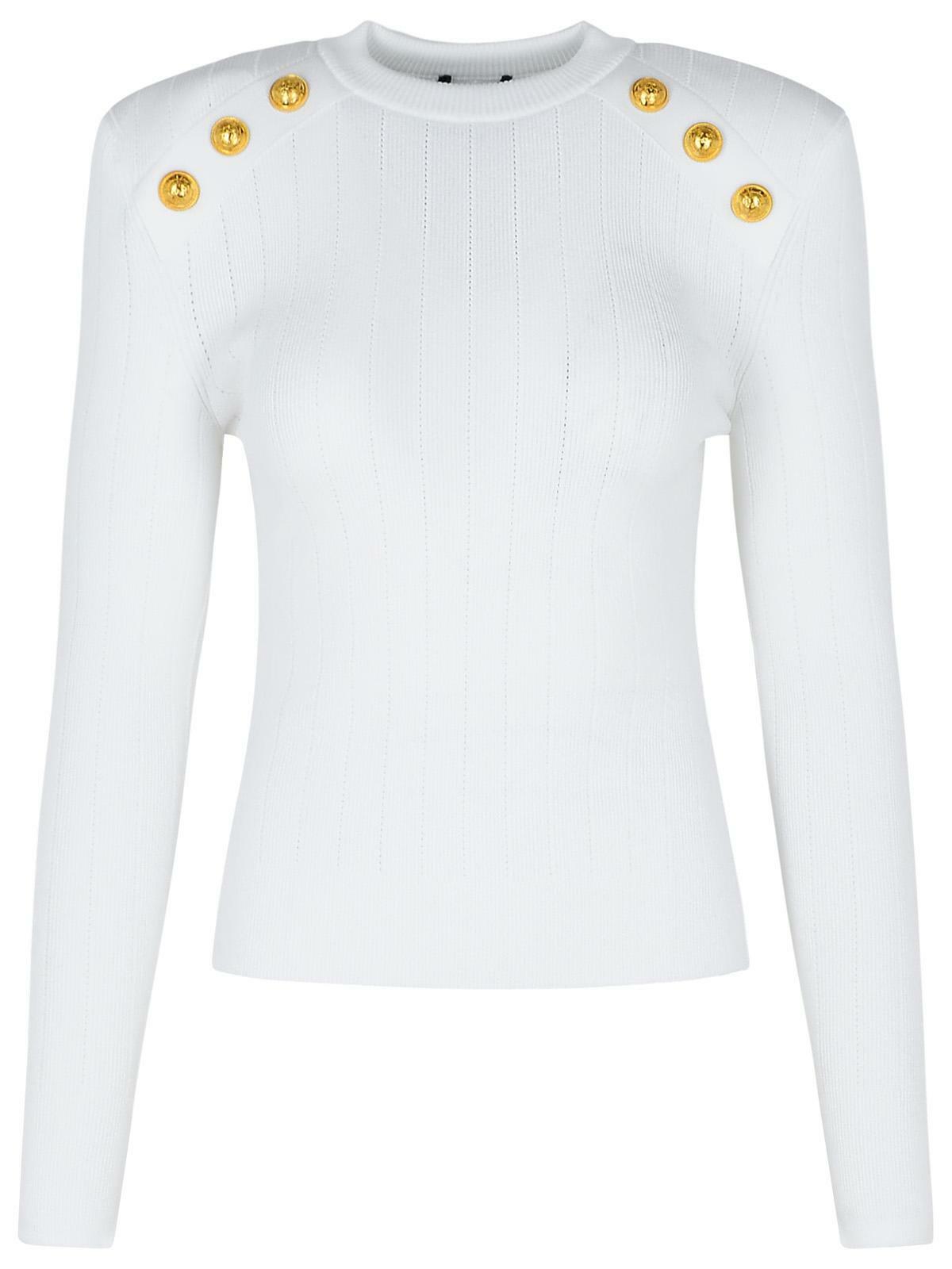 Balmain White Viscose Blend Sweater Balmain
