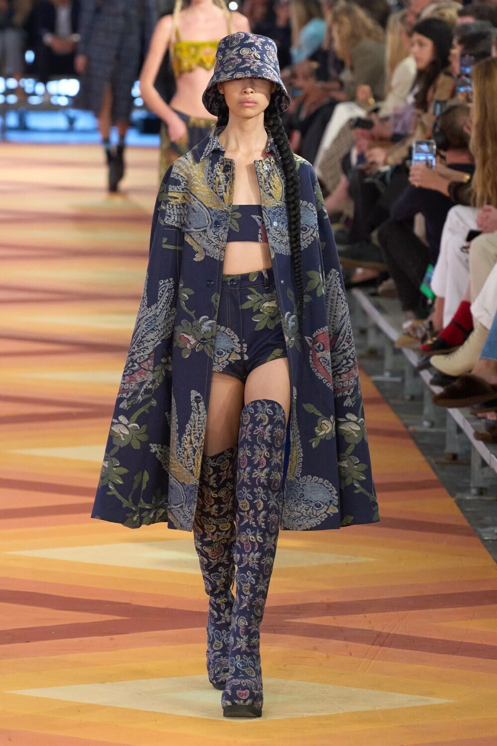 Etro Embroidered high-rise denim shorts Etro