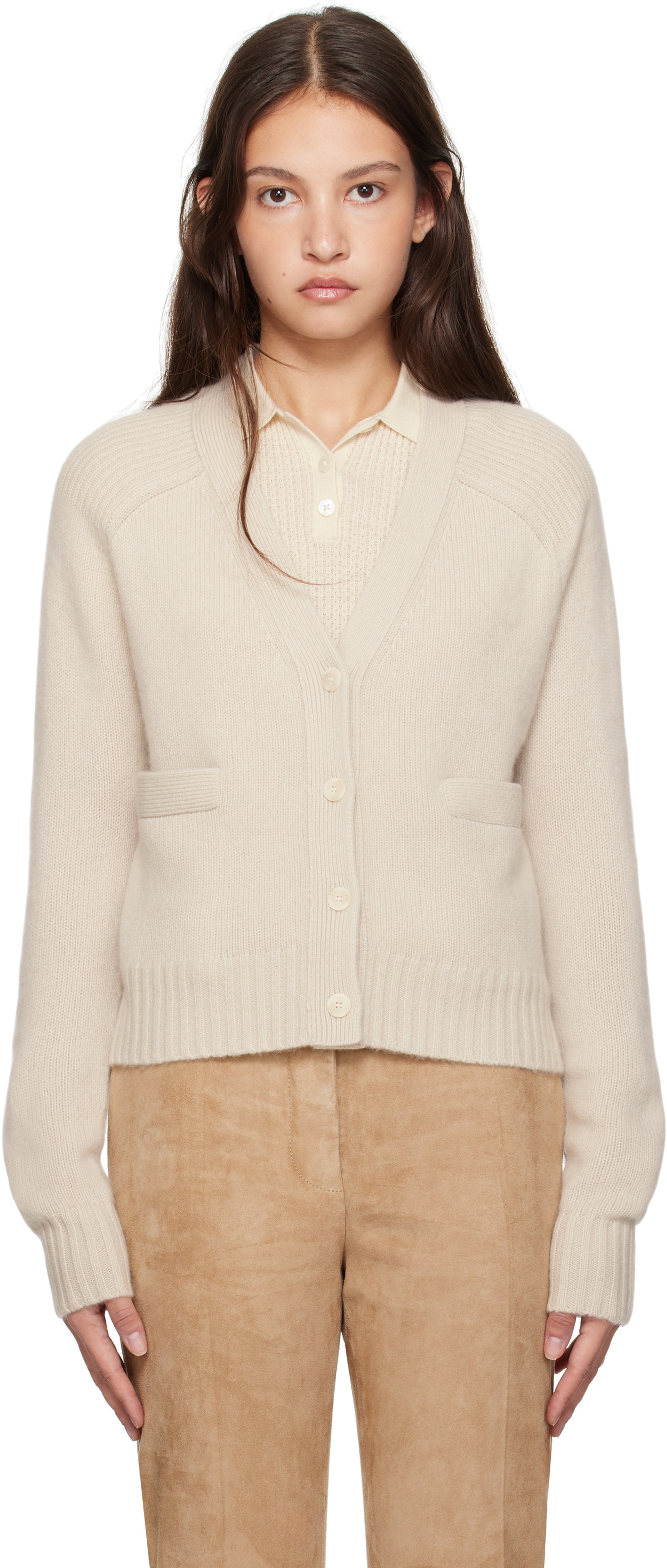 Joseph Off-White Open Cashmere Cardigan Joseph