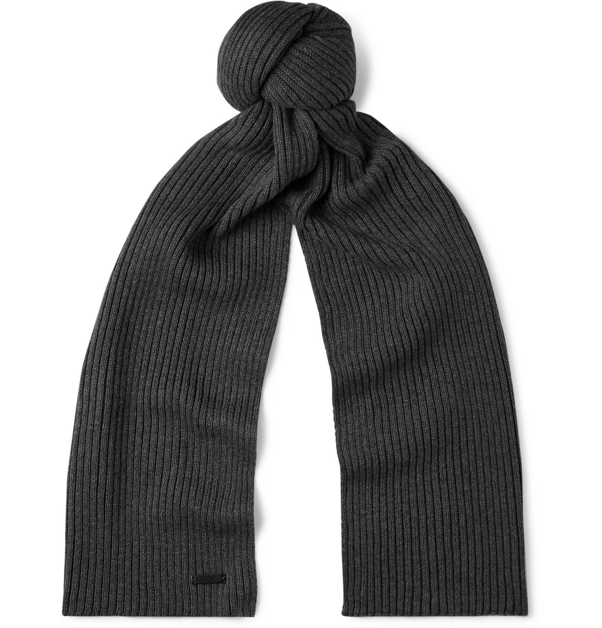 Hugo Boss - Ribbed Cotton and Wool-Blend Beanie and Scarf Set - Gray ...