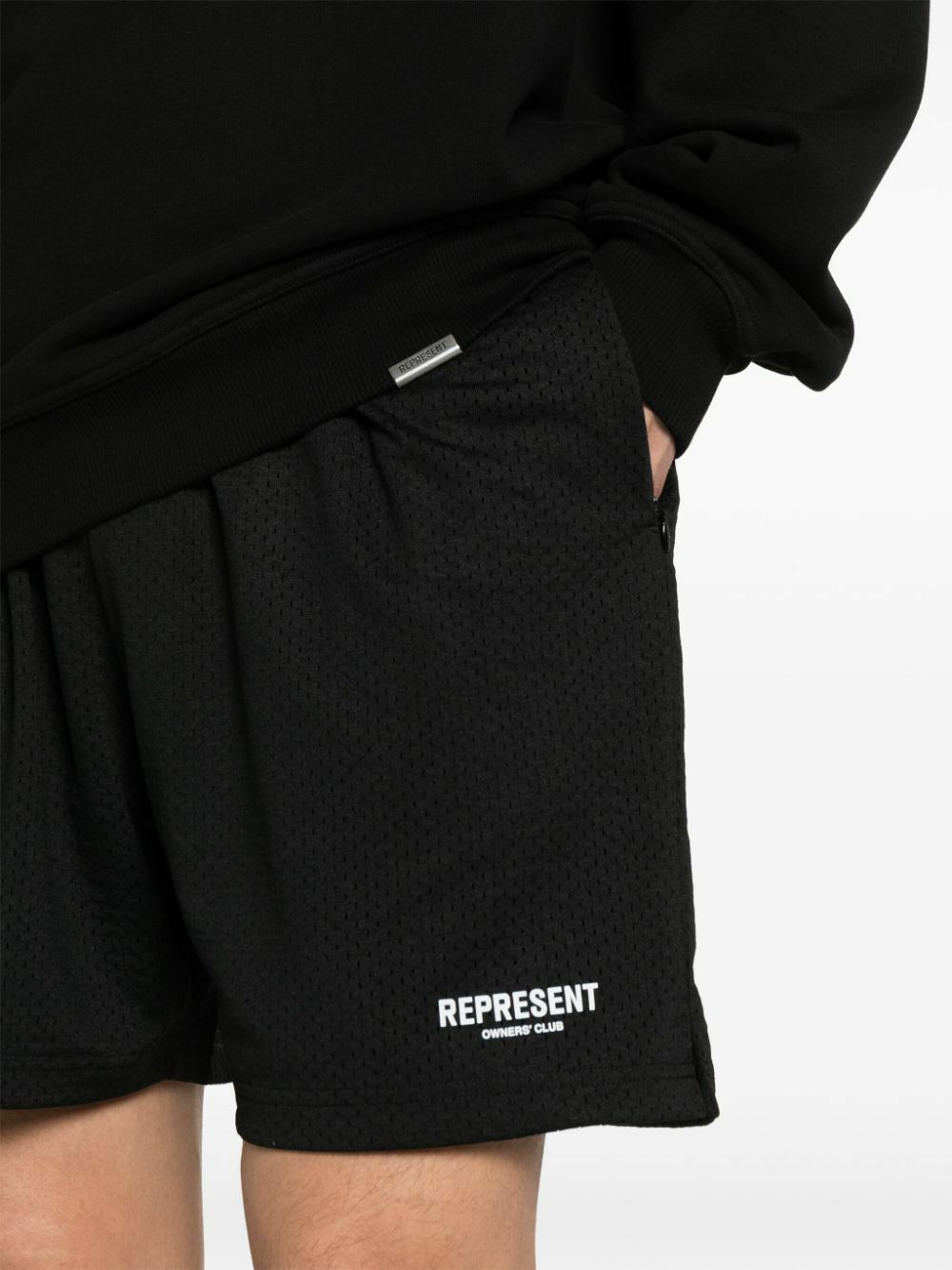 Represent Black Mesh Track Shorts Represent