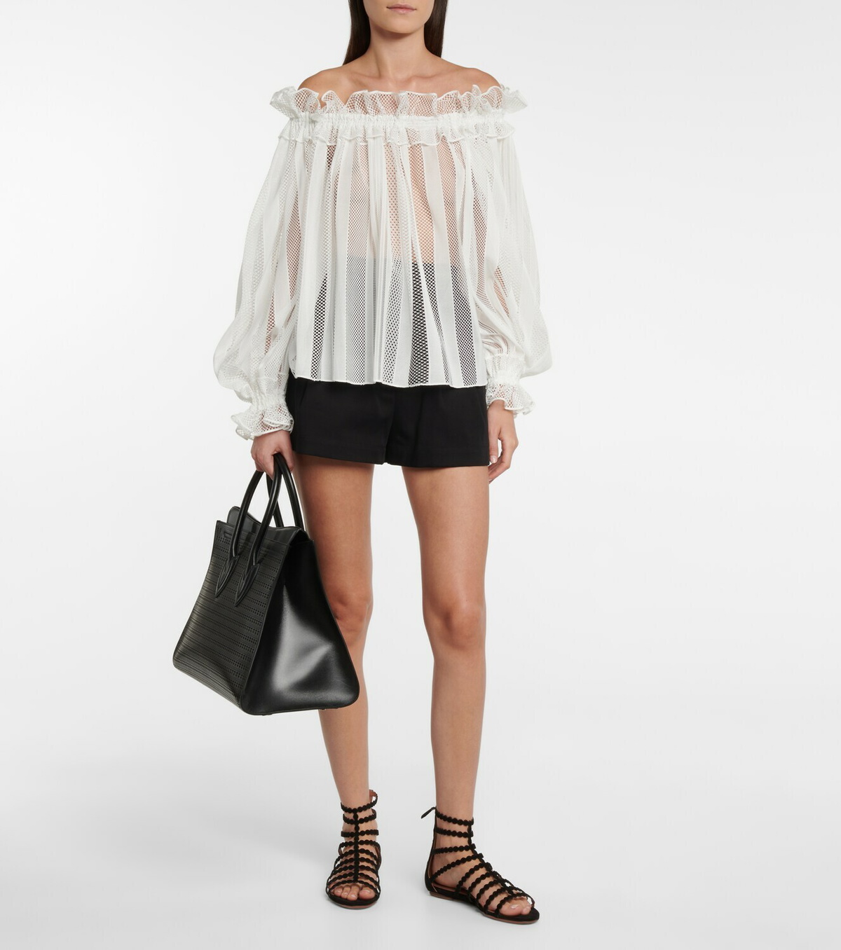 Alaïa Off-shoulder mesh blouse ALAÏA