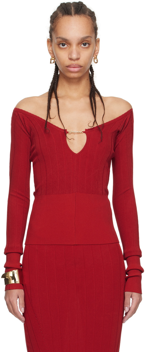 JACQUEMUS Red Les Sculptures 'Le haut Pralù' Sweater Jacquemus