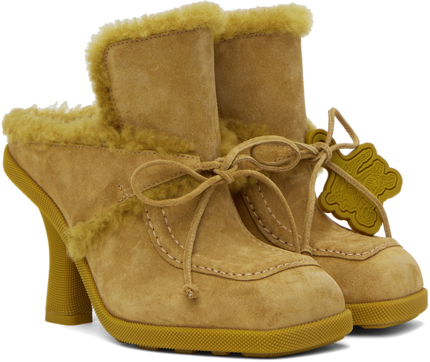 Burberry Yellow Shearling Highland Mules Burberry