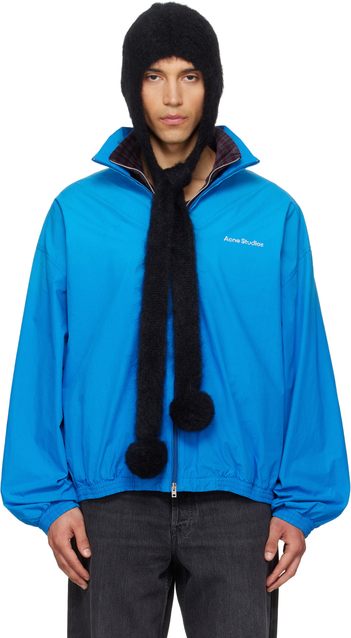 Acne Studios Black Mohair Earflap Hood Acne Studios