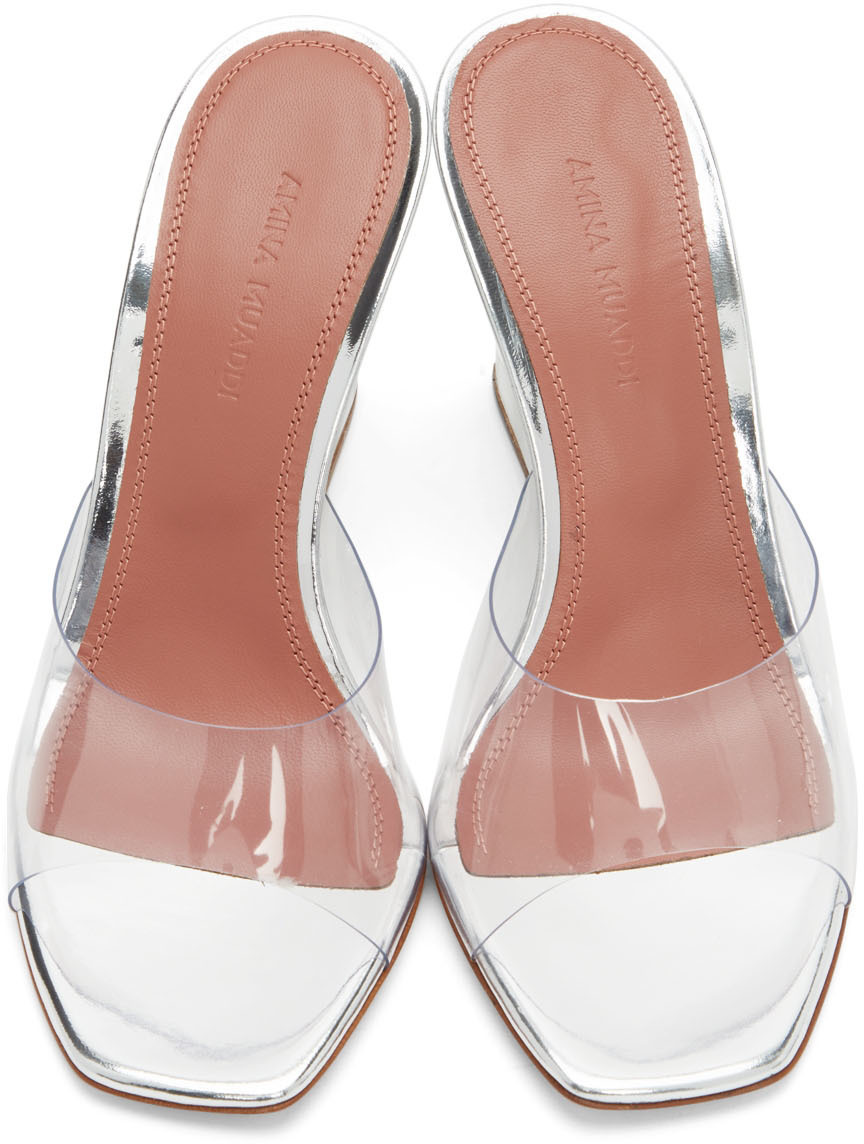 Amina Muaddi Transparent Lupita Glass Wedge Heeled Sandals Amina Muaddi