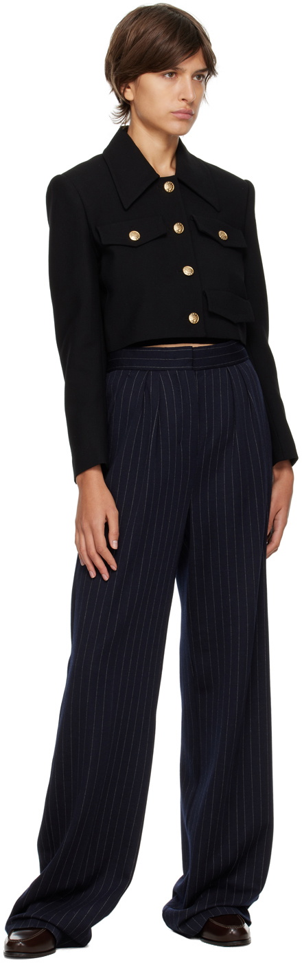 LOW CLASSIC Black Stitch Short Jacket Low Classic