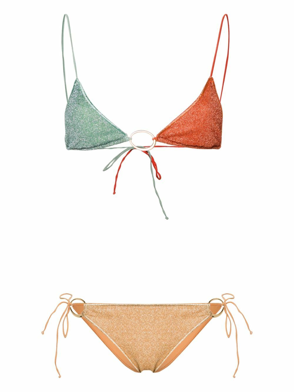 Oséree Gold-Tone Colour-Block Bikini Set Oseree