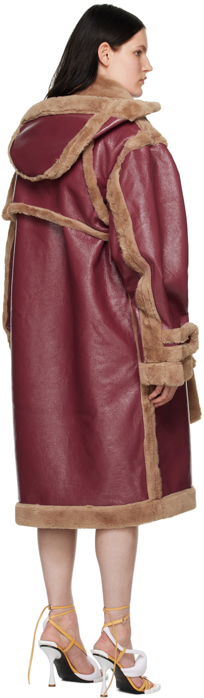 Ottolinger Burgundy Wrap Faux-Leather Coat Ottolinger