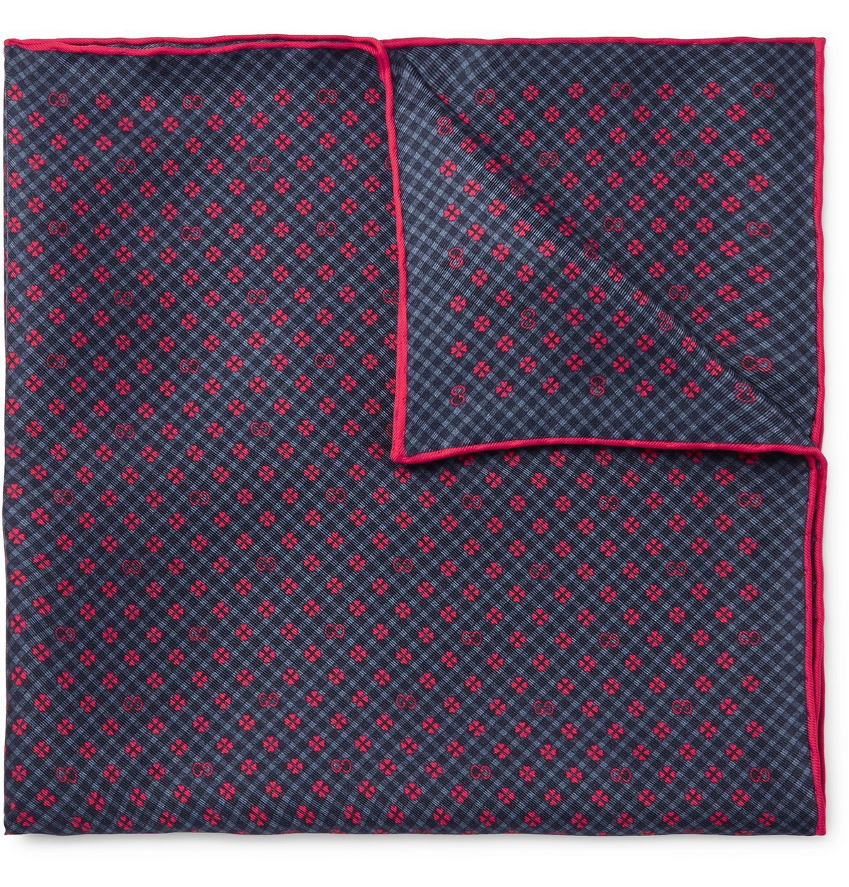 GUCCI - Printed Silk-Twill Pocket Square - Blue Gucci