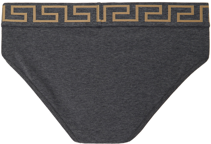 Versace Underwear Gray Greca Border Briefs Versace Underwear