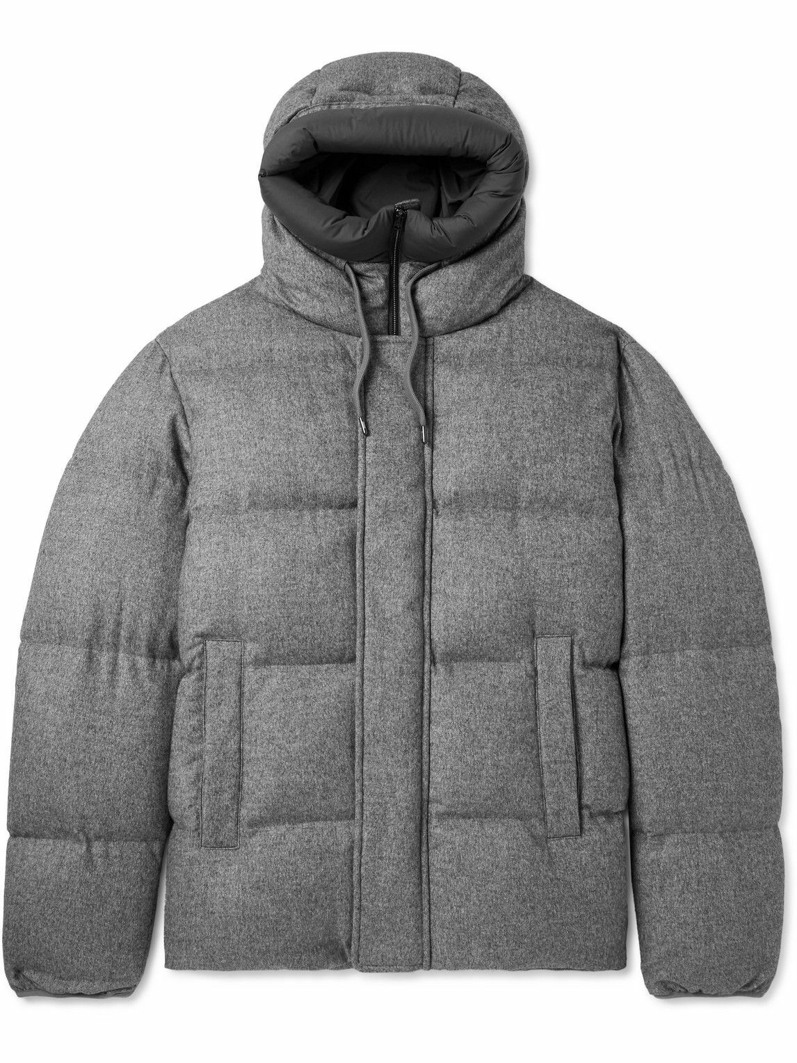Herno - Silk and Cashmere-Blend Quilted Hooded Down Jacket - Gray Herno