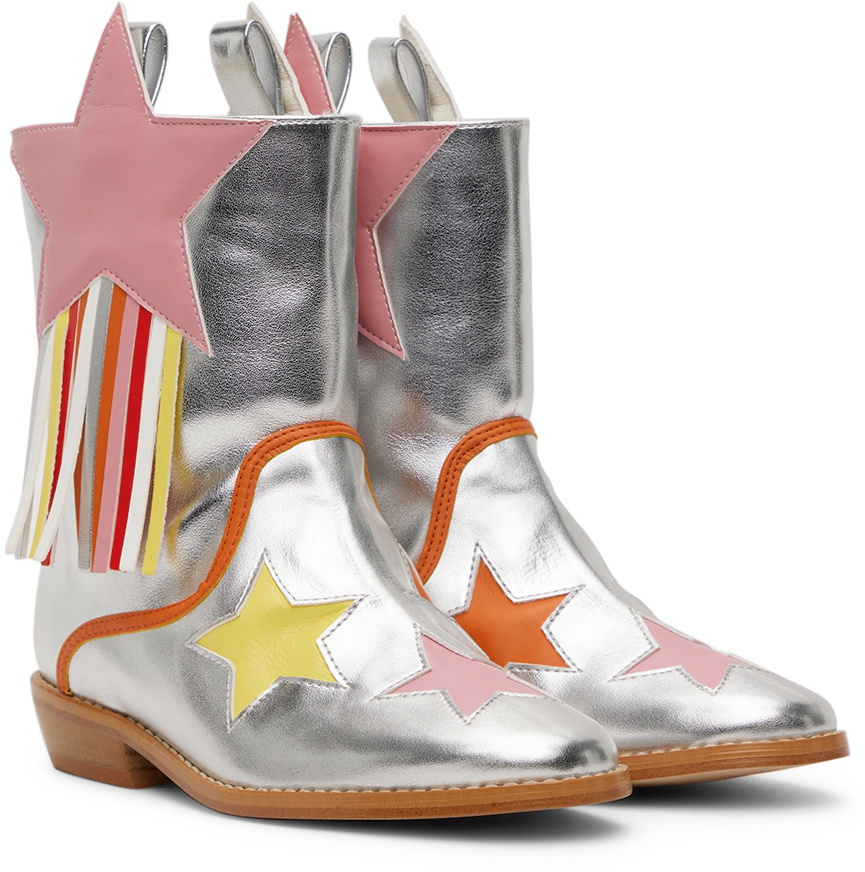 Stella McCartney Kids Silver Cosmic Star Cowboy Boots Stella McCartney