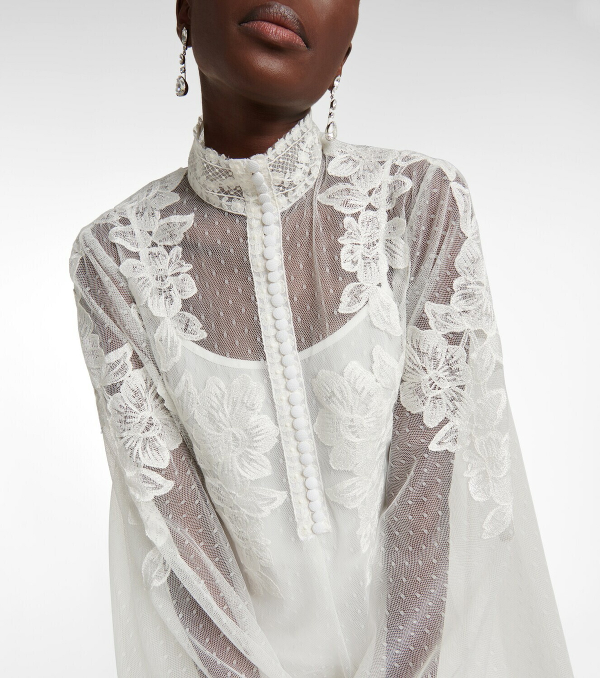 Costarellos Bridal Georgia polka-dot tulle shirt Costarellos