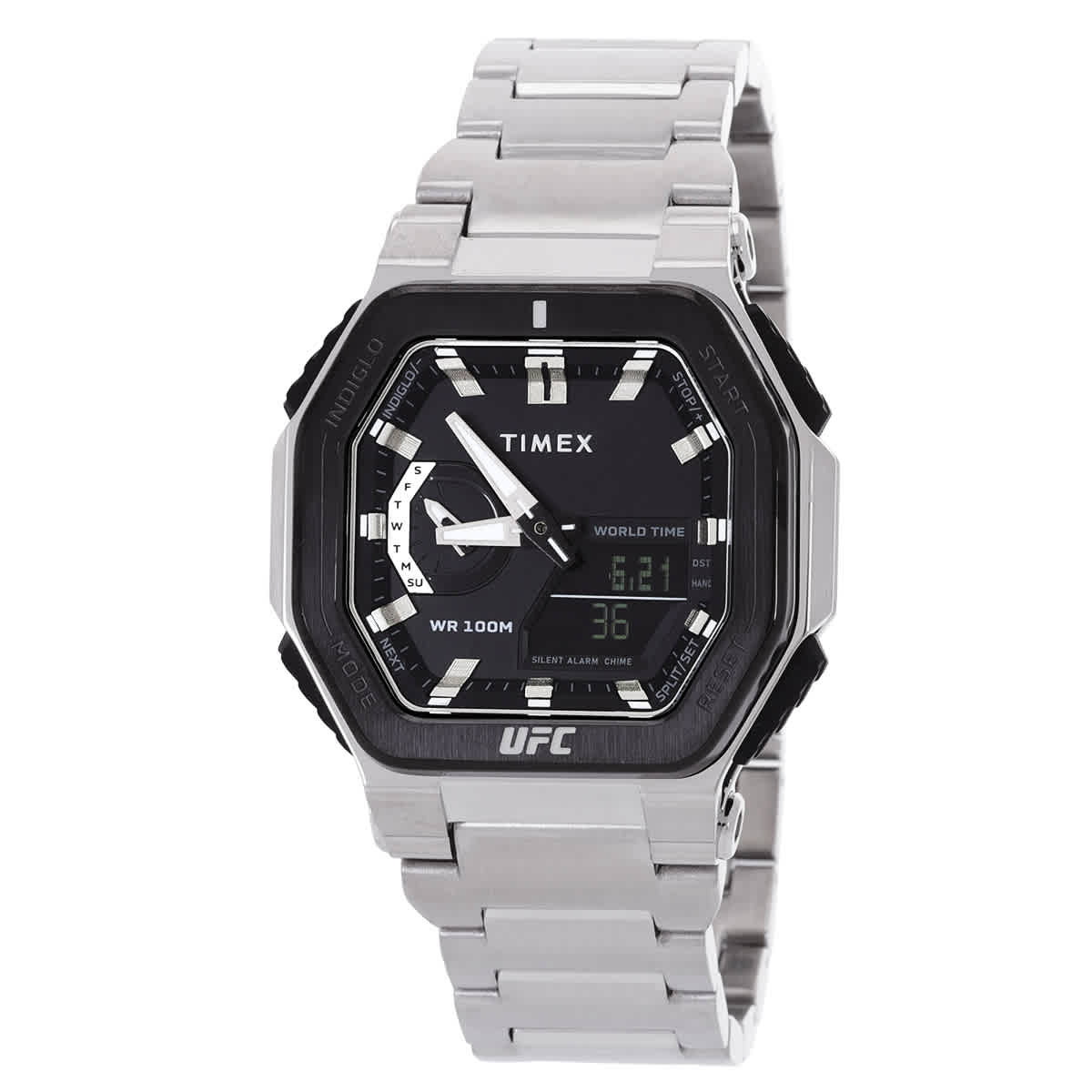 Timex UFC Colossus Alarm World Time Quartz Analog-Digital Black Dial ...