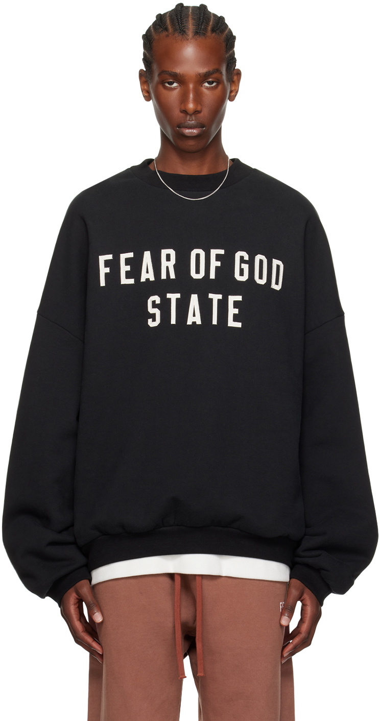 Fear of God ESSENTIALS Black Crewneck Sweatshirt Fear Of God Essentials