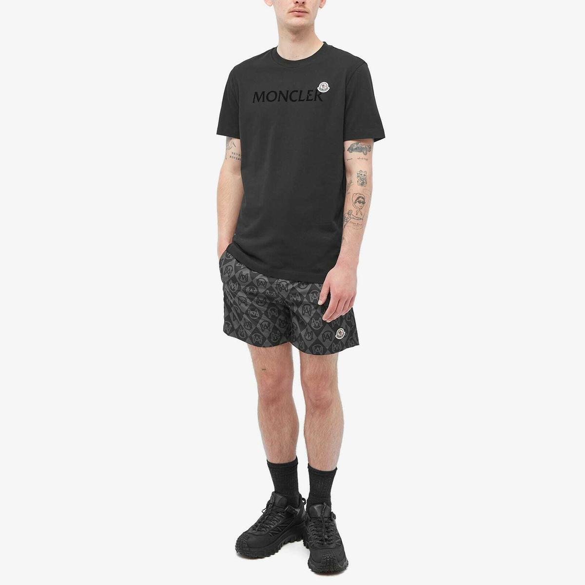 Moncler Men's Text Logo T-Shirt in Black Moncler
