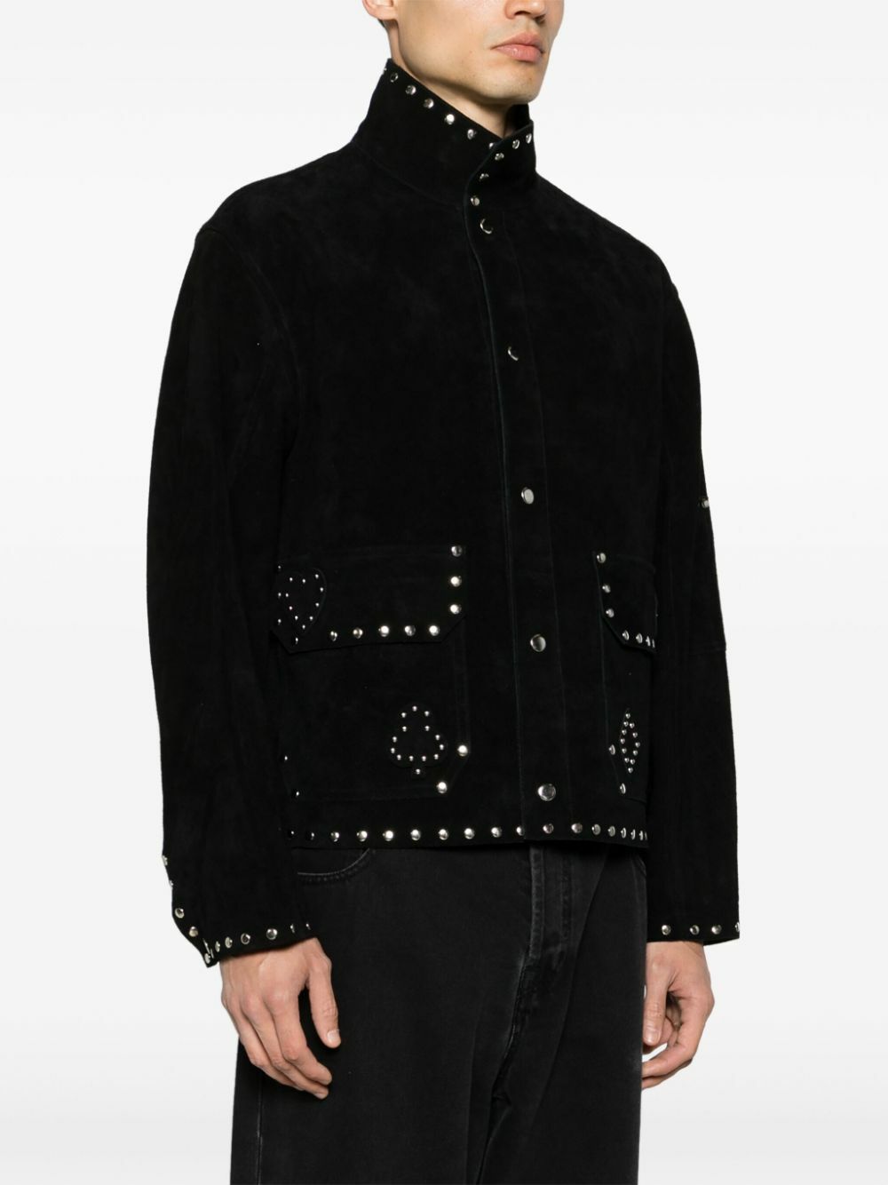 BODE Black Studded Detailing Suede Jacket Bode